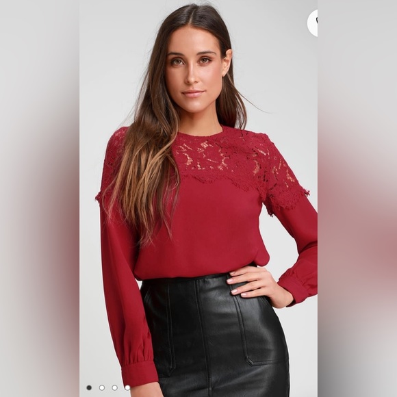 Lulus | Tops | Lulus Picture This Dark Red Long Sleeve Lace Top | Poshmark
